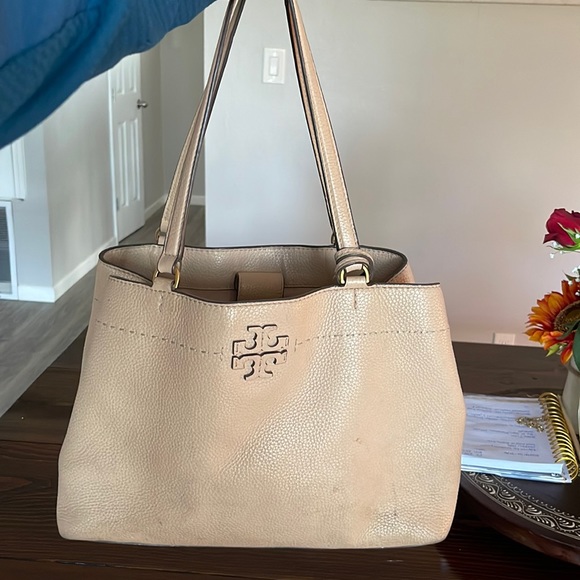 Tory Burch | Bags | Tory Burch Mcgraw Devon Sand Leather Tote 4220288 ...